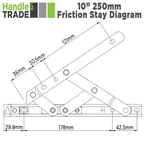 Elite Friction Stay UPVC 10" Top Hung 17mm Stack window Hinge